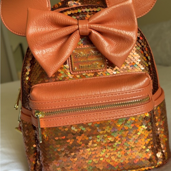 Loungefly | Bags | Loungefly Sequin Mini Backpack Orange | Poshmark